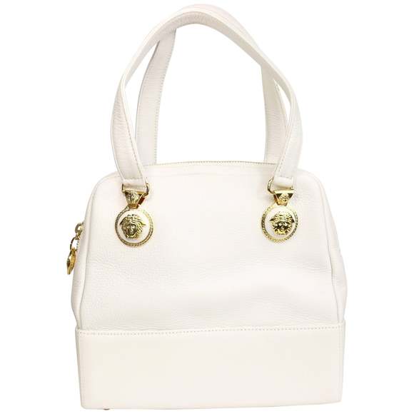 Versace | Bags | Gianni Versace 9s Couture White Leather With Gold ...